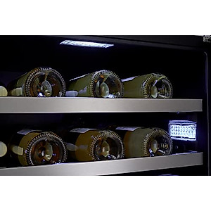 Zephyr Presrv 24" Wine Fridge ADA Dual Zone Under Counter - Countertop Mini Wine Cooler Cellars Small Cabinet Wine Refrigerator Home Bar Chiller Freestanding with Glass Door - 37 Bottles 750ml