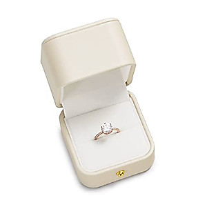 Oirlv Elegant White Ring Box Leather Engagement Ring Box Jewelry Gift Box for Wedding Proposal Velvet Interior Ring Case