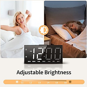 Digital Alarm Clock with Large Display Big Bold Numbers, Dimmer, 2 USB Charging Ports, Snooze, Small Table Desk Clock for Bedroom, Living Room, clock for heavy sleepers