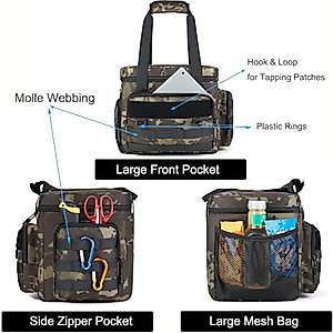 Hxy Ang Tactical Lunch Box for Men, Large Leakproof Insulated Lunch Bag, Heavy Duty Lunch Cooler Bag with MOLLE Lunch Pail for Work Camping Fishing Picnic (Black-Camo, 14L)