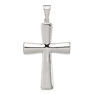 925 Sterling Silver Cross Pendant Charm Large Rounded Crucifix 2.5" - 62mm x 38mm - Jewelry Gifts For Women Wife Mom Gifts For Men Husband Dad
