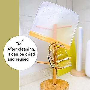 NIKUY Reusable Food Storage Bags- 12 Pack BPA Free Flat Freezer Bags (2 Reusable Gallon Bags & 5 Leakproof Reusable Sandwich Bags & 5 Small Kids Snack Bags) for Meat Veggies Fruit