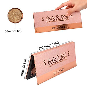 10 Color All Glitter Eyeshadow Palette, DE'LANCI Shimmer Sparkle Metallic Eye Makeup, Neutral Nude Smokey Highly Pigmented Ultra-Blendable Powder Eyeshadow, Talc Free, Hypoallergenic, Vegan