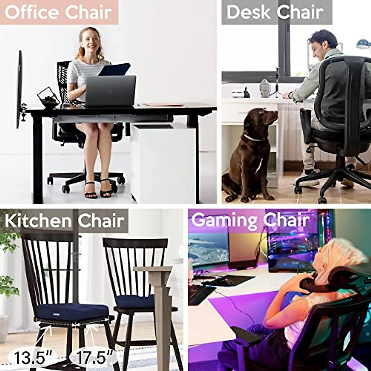 Seat Cushion Pillow for Office Chair, Butt, Tailbone, Back, Coccyx, Sciatica Memory Foam Cushions, Computer Desk Pain Relief Pad