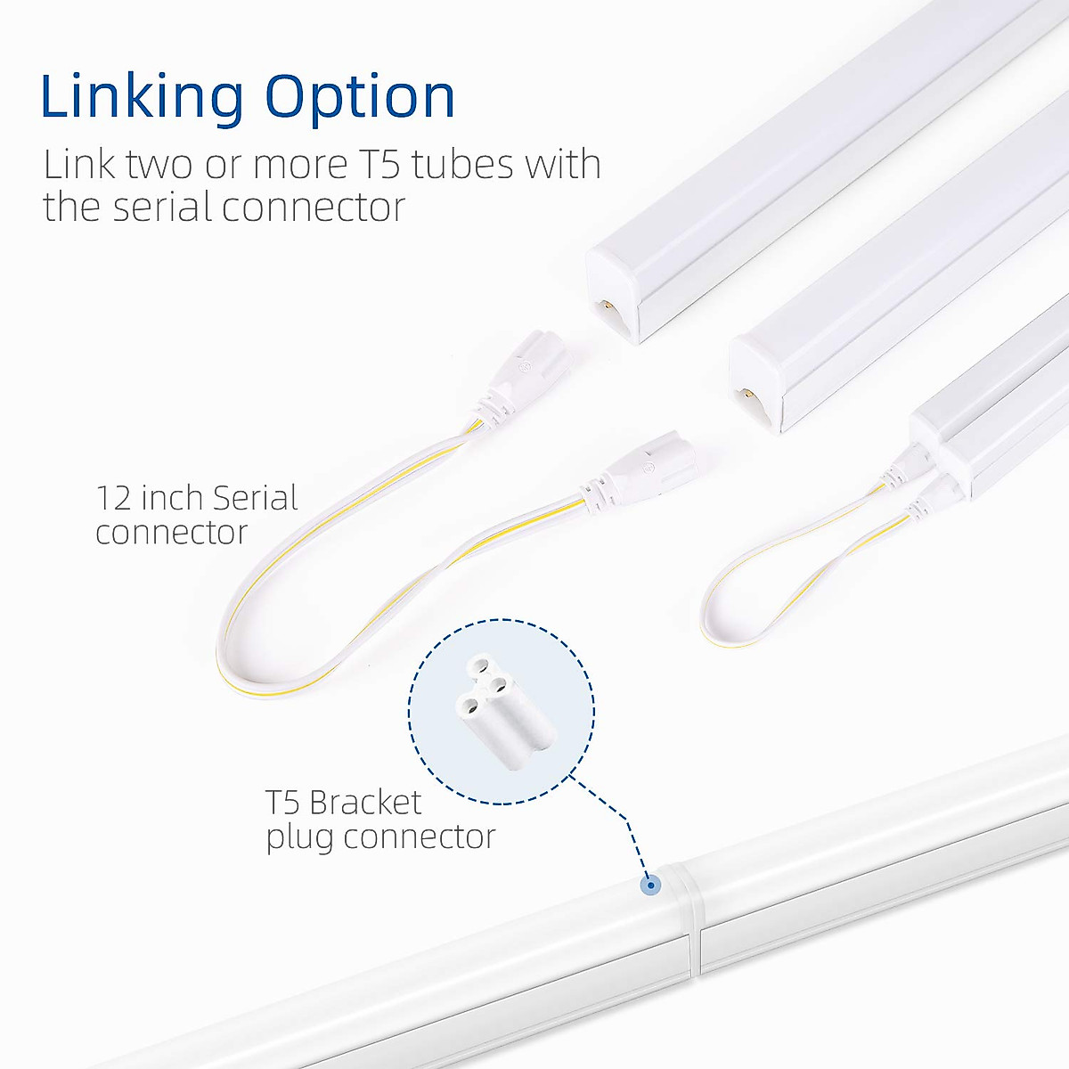 LELEJU LED Shop Light 2FT, 1100lm, 6000K, 10W, LED Under Cabinet Lights and T5 Led Light Fixture, Under Cabinet Lighting, Corded Electric with ON/Off Switch (Pack of 2)