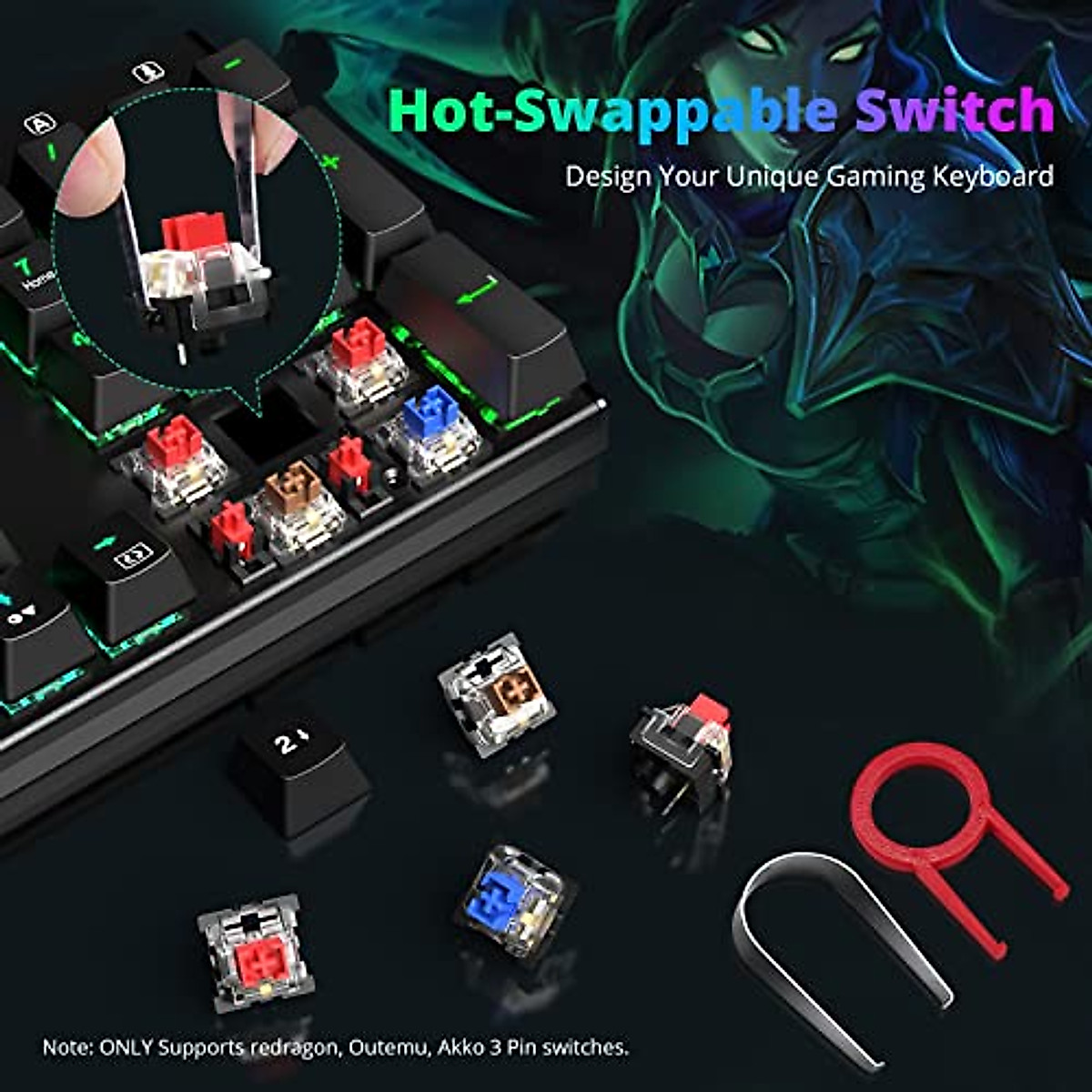 Redragon Mechanical Gaming Keyboard with Red Switches, Wired Keyboard Mechanical with RGB Backlit, Fully Progammable, Durable Aluminum Frame, Anti-Ghosting for PC Windows Mac, K565, Black