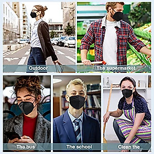 XINYA BAO KN95 Face Masks, Breathable Comfortabl, Adults Black KN95 Masks, 5-Ply Breathable Safety Masks Against PM2.5, Filter Efficiency ≥95%, Packs of 50 PCS.
