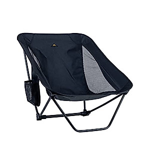 iClimb Low Ultralight Compact Camping Folding Chair with Side Pocket and Carry Bag (Black)