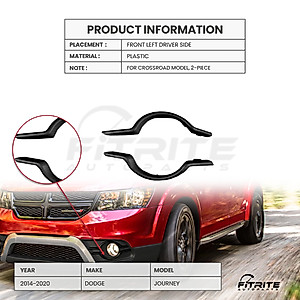 FITRITE AUTO PARTS New Front Left Driver Side Fog Light Bezel For 2014-2020 Dodge Journey Made Of ABS Plastic, For Crossroad Model, 2-Piece CH1038191 68223779AA