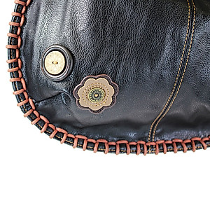 CHALA Handbags Charming Crossbody or Shoulder Convertible Large Purse - BLACK (Beautiful Sunflower)