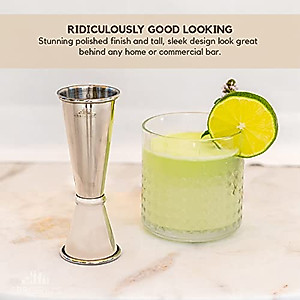 A Bar Above Bar Jigger - Finished Japanese Jigger with Measurements Inside - Cocktail Measuring Jigger - Steel Measuring Tool for Bartenders - Jigger 2 oz 1 oz - Jiggers and Pourers