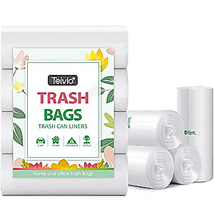 2 Gallon 80 Counts Strong Trash Bags Garbage Bags by Teivio, Bathroom Trash Can Bin Liners, Small Plastic Bags for home office kitchen, Clear