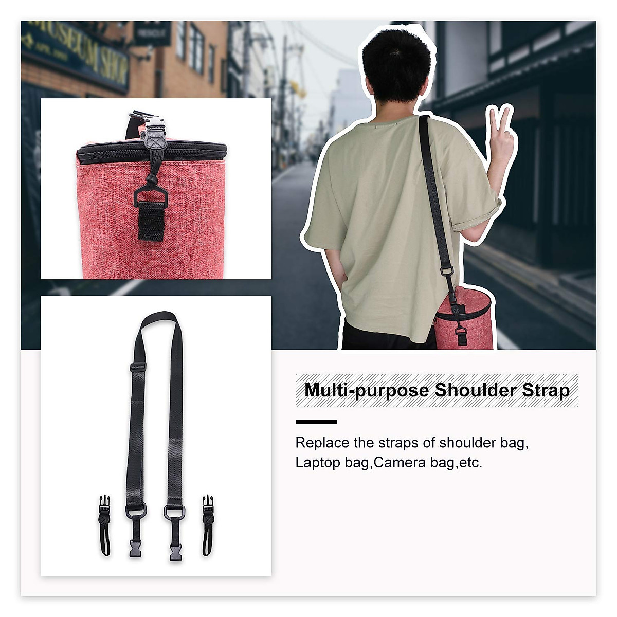 ZenRich Shoulder Strap for Tablet Cases,Universal Adjustable & Removable Carrying Strap Replacement Shoulder Belt,Black