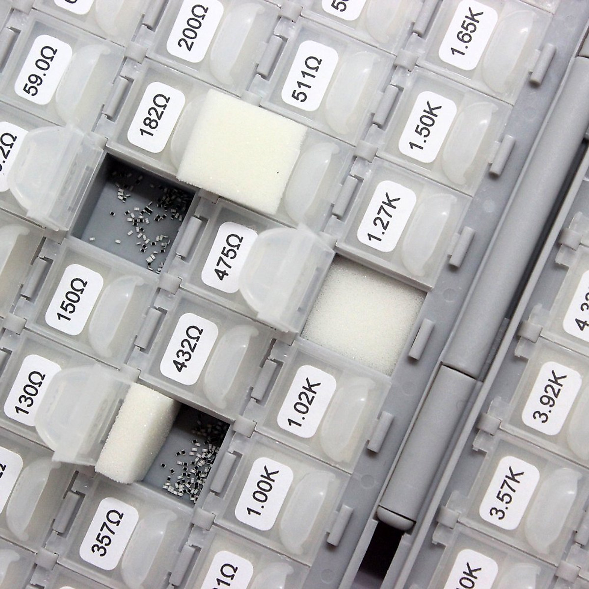 AideTek 0402 Size Surface Mount Resistor 144 Values, 100pc/value 1% Sample Resistor Kit Distributed in Box-All Enclosure E96 Serial 0ohm to 1mohm Designer Kit