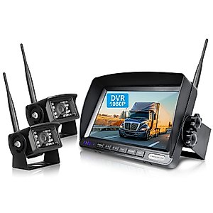 ZEROXCLUB 1080P FHD Digital Wireless Backup Camera System Kit for RV/Truck/Trailer/Van/Bus,Night Vision,7inch HD LCD Monitor,IP69 Waterproof Rear View Camera No Interference Record-HW02