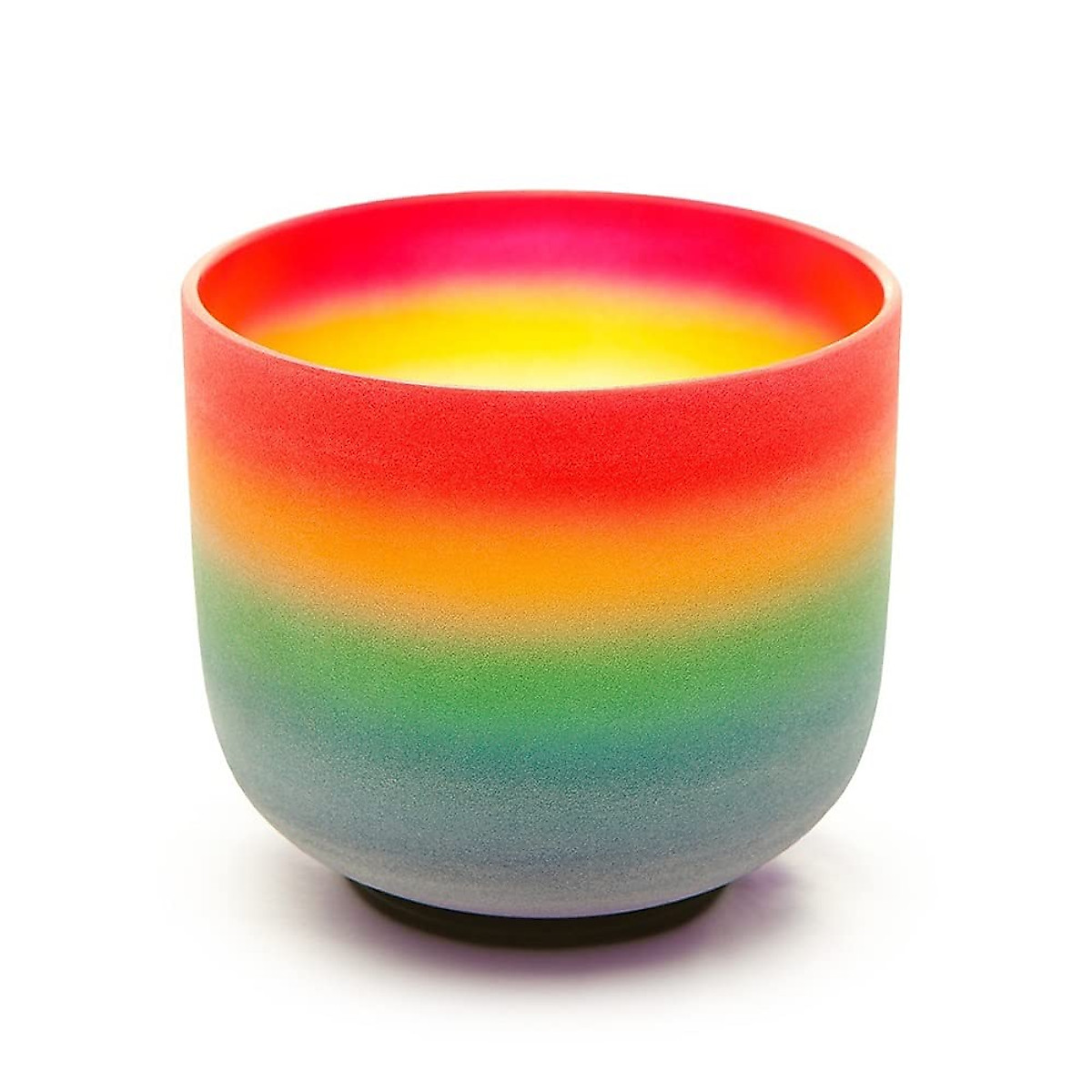 XINAN 440Hz Frosted Quartz Crystal Rainbow Bowl with Rubber Mallet & O-Ring, for Meditation, Yoga, Spiritual Healing (Color : B Note Crown, Size : 6 Inch)