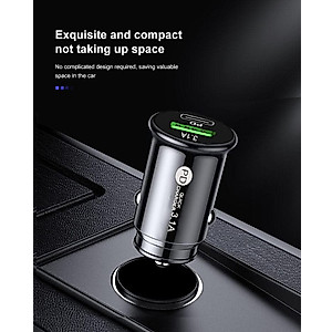 EONLINE 3.1A Charger PD Quick Car Charging Adapter USB C Car Charger Compatible with Samsung/Vivo/iPhone (Black),TE-339PD