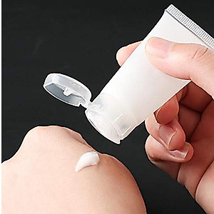 ericotry 24Pcs 30ml (1oz) Empty Translucent Plastic Cosmetic Lotion Tubes Bottles Shampoo Facial Cleaning Bottles Makeup Sample Soft Container Tube Bottle Vial Jar Pot Case with Flip Lid