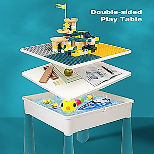 GobiDex All-in-One Kids Table and Chairs Set with 100PCS Marble Run Kids Building Blocks Toys for Kids Ages 3-5 Preschool Classroom Must Haves Multi Activity Water Table for Toddlers 1-3