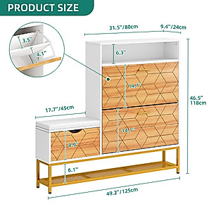YITAHOME Shoe Cabinet with 2 Flip Drawers for Entryway, Large Shoe Storage Cabinet with Shoe Storage Bench, Hidden Narrow Shoe Rack with Door Shoe Storage Organizer for Living Room, White