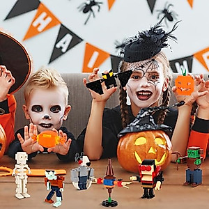 Hxezoc 12 in 1 Halloween Mini Building Blocks for Kids, Surprise Splice Eggs with Toys Zombie, Skeleton, Witch, Bat Building Blocks for Kids Halloween Birthday Party Favors Party Games Supplies