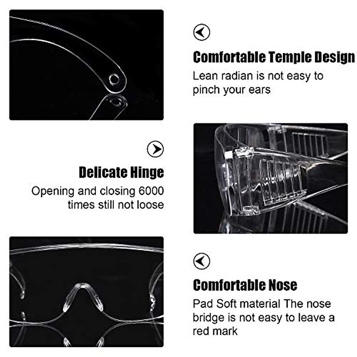 Frienda Safety Goggle Glasses Clear Safety Goggles Anti-Fog Protective Polycarbonate Eyewear with Impact Resistant Lens for Construction Laboratory Outdoor Work Eye Protection (6 Pairs)