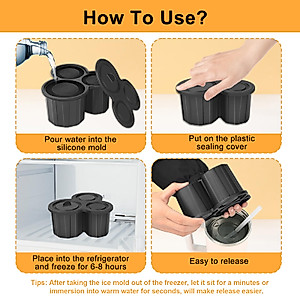 Khlotiko Ice Mold for Stanley Cup, Silicone Ice Cube Tray With Lid for 20-40oz Tumbler, for Chilling Whiskey, Cocktails, Drinks, Coffee, Easy Fill and Release Ice Maker, Stanley Cup Accessories