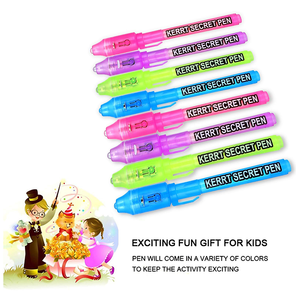 KERRT Invisible Ink Pen with UV Light Secret Message Pen Spy Pens Magic Invisible Markers Cute Pens