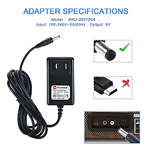PK Power 9V AC Adapter for Crosley Cruiser Portable Turntable Record Player, Power Supply for CR8005A CR8005A-OR CR8005A-BK CR8005A-GR CR8005A-PI CR8005A-BL CR8005A-TW 6.6FT