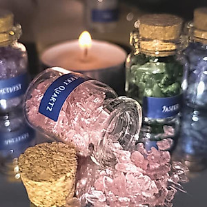Spell Crystals in Bottles | Crystals for Witchcraft | Mini Crystals for Spell Jars (50 Bottle Set)