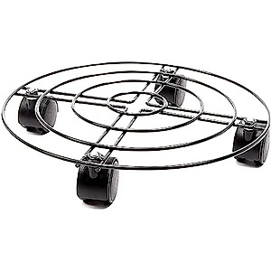 Juvale 12.5inches Iron Plant Caddy with Heavy Duty Wheels Casters, Metal Plant Dolly Rolling Flower Pot Planter Stand Mover on Round Rack, Rustproof for Indoor Outdoor Home Garden Patio, Black 12.5 inches
