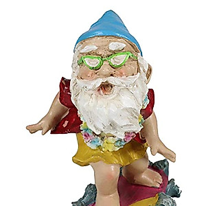 Ebros Free Spirited Hippie Hawaii Themed Vacation Fairy Garden Gnome Holding Aloha Banner Figurine DIY Mr Gnomes Collection Statue Home Decor