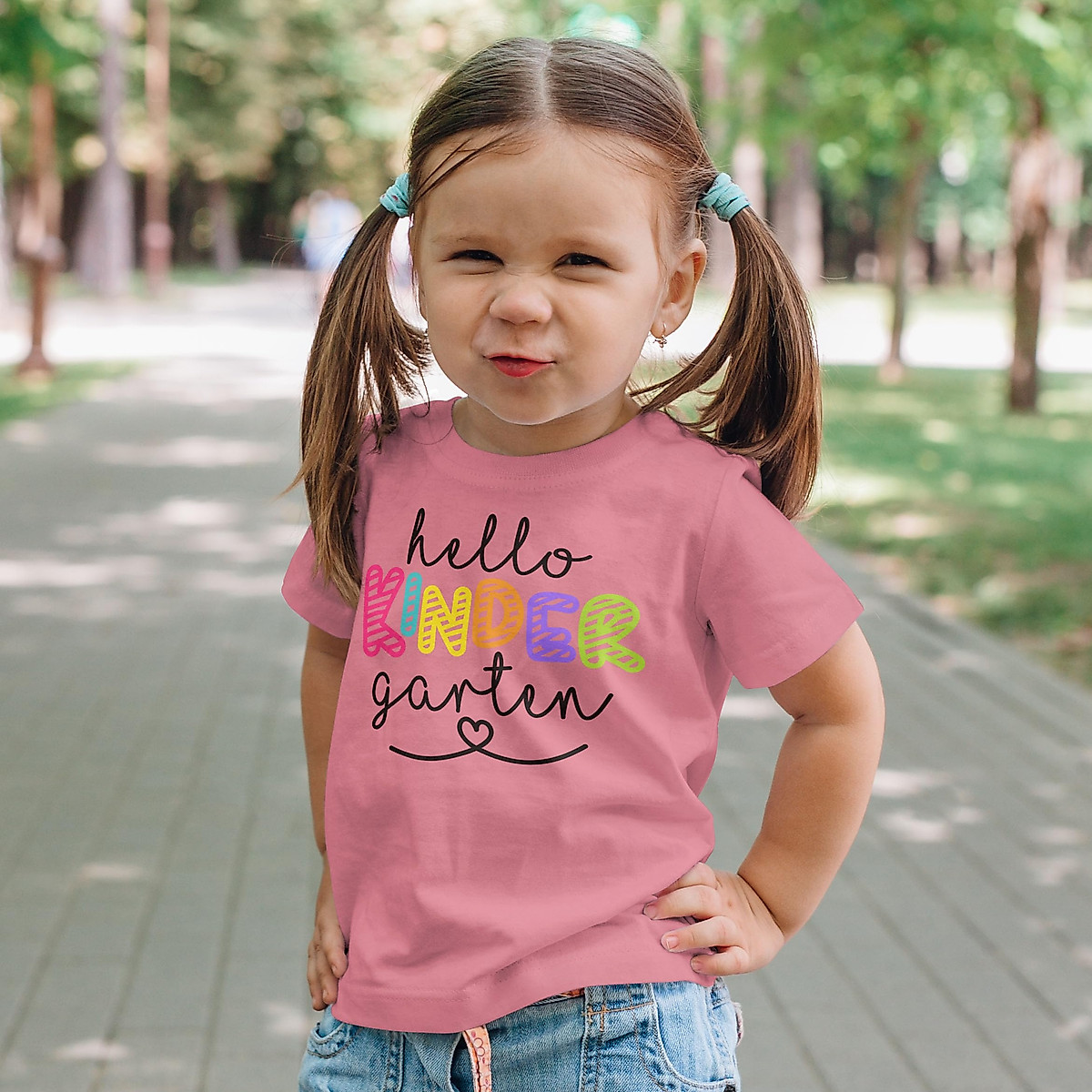 Olive Loves Apple Hello Kindergarten First Day of School Gift Back to School Mauve Shirt 5/6
