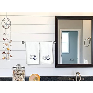 Serafina Home Summer Soft Absorbent Nautical Ocean Guest Hand Towels: Coastal Love Anchors The Soul, 2 Piece (Anchor Love)