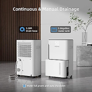 HOGARLABS 2000 Sq Ft 30 Pint Dehumidifier for Home Basements Bathroom Bedroom, Dehumidifier with Drain Hose for Medium to Large Room, Intelligent Humidity Control Dehumidifier with Laundry Dry