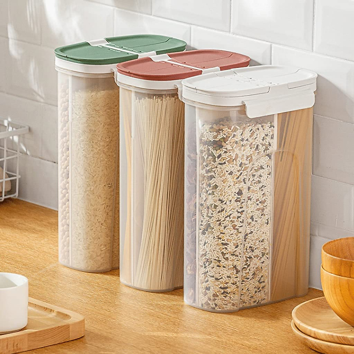 Food Storage Containers Cereal Containers Storage Pieces Clear Silicone Cereal Keeper Container Large Cereal Food Storage Containers With Lids Cookie Jar (Color : Red 1pcs)