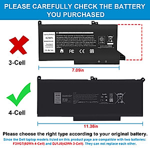 Futurebatt F3YGT Laptop Battery for Dell Latitude 7480 7390 7280 7290 7380 7490 E7280 E7480 E7490 12 7000 13 7000 14 7000 Series F3YGT 2X39G DM3WC 0DM3WC