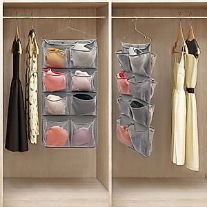 ANZORG Dual-Sided Hanging Closet Organizer Bra Underwear Socks Stocking Clothes Storage Bag with 16 Large Pockets (MESH POCKETS)