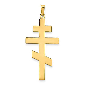 IceCarats 14K Yellow Gold Eastern Orthodox Holy Cross Necklace Religious Pendant Jesus Christ Charm 38mm x 19mm Only