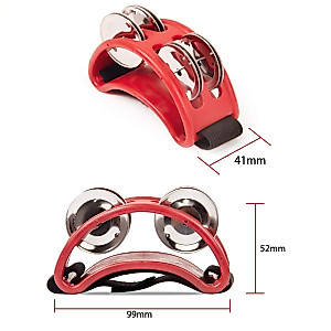 Foot Tambourine Percussion Jingle Shaker Musical Instrument Bells (Red)
