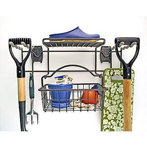Organized Living 7115520050 Activity Organizer Garden Rack with Basket,Granite Gray