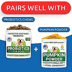 Pumpkin for Dogs - 8.1oz Powdered Fiber Supplement and Stool Softener - Treat Diarrhea, Constipation, Upset Stomach, Food Sensitivity - Improve Digestion - Made in USA