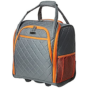 Rockland Melrose Upright Wheeled Underseater Luggage, Charcoal, Carry-On 16-Inch