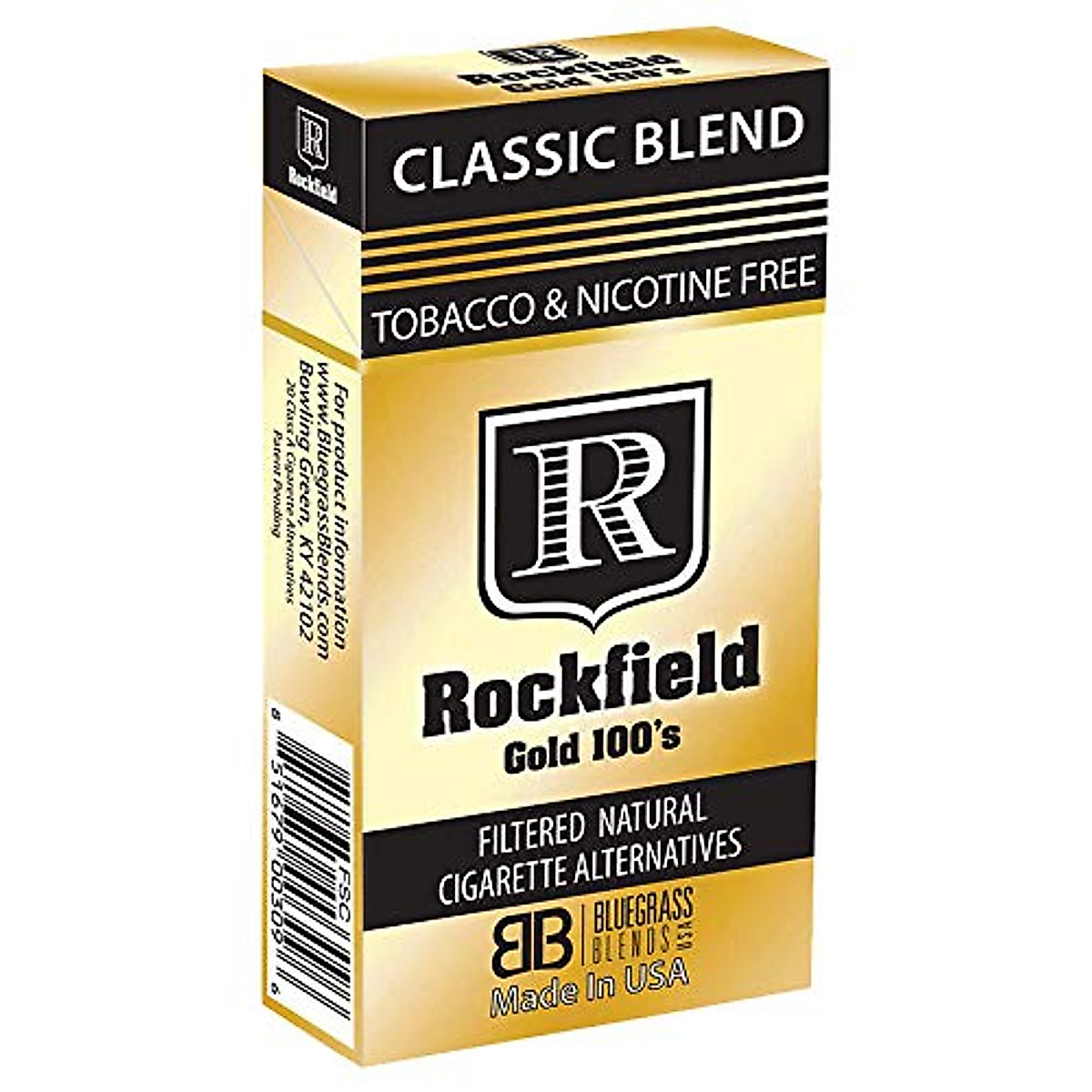 Tobacco Free Cigarette ALTERNATIVES - ROCKFIELD “Gold 100’S” - Tobacco Free - Nicotine Free - NITROSAMINE Free - Herbal Cigarette ALTERNATIVES