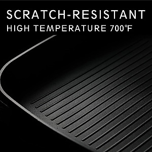 MsMk 11 Inch Square Grill Pan for indoor cooking, Bacon Carbonize also Nonstick, PFOA Free Non-Toxic, Stay-Cool Handle, Scratch-resistant Grilling pan for Electric, Ceramic and Induction Stove Tops