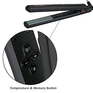 MHU Hair Straightener 1 Inch Instant Heat, Tourmaline Ceramic 3D Floating Plates, Keratin Ion Flat Iron Auto Shut-Off and Adjustment Temperature, Black