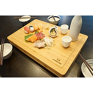 Reversible Cutting Board for Kitchen - a combo of EXTRA THICK multipurpose large chopping board (17 x 11.8 x 1.6) ; this butcher block makes great house warming presents and kitchen accessories