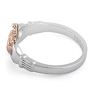Sterling Silver The Claddagh ring a Traditional Representation of love, loyalty, and friendship(Size 2-14) (sterling-silver Rose gold plated Claddagh ring, 9)