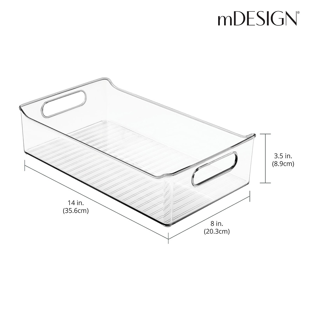 mDesign Small Plastic Kitchen Storage Container Bins with Handles -Organization in Pantry, Cabinet, Refrigerator or Freezer Shelves - Food Organizer for Fruit, Yogurt, Squeeze Pouches - 2 Pack - White