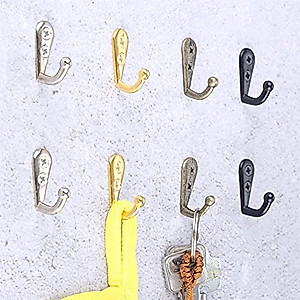 ANYUFEI 5Pcs Wall Hanger Curved Buckle Horn Lock Clasp Hook Zinc Alloy Door Wall Hooks Hanger Black/Gold/Silver/Bronze w/Screws (Size : D)